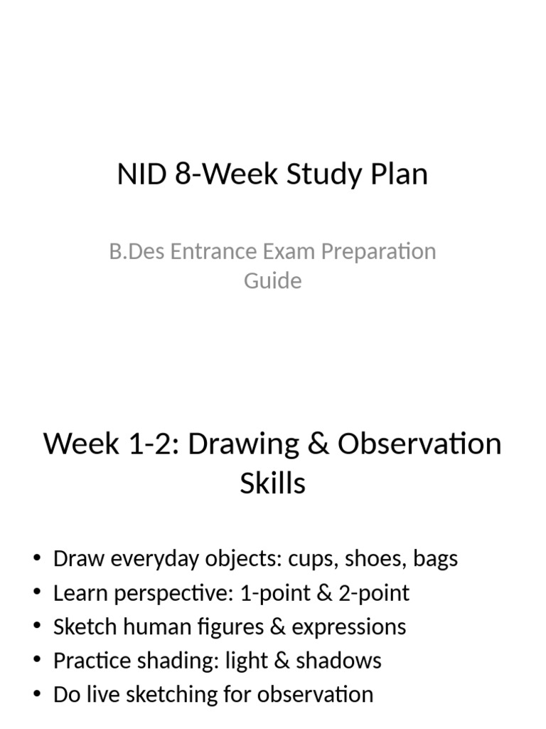 NID Study Plan Presentation | PDF