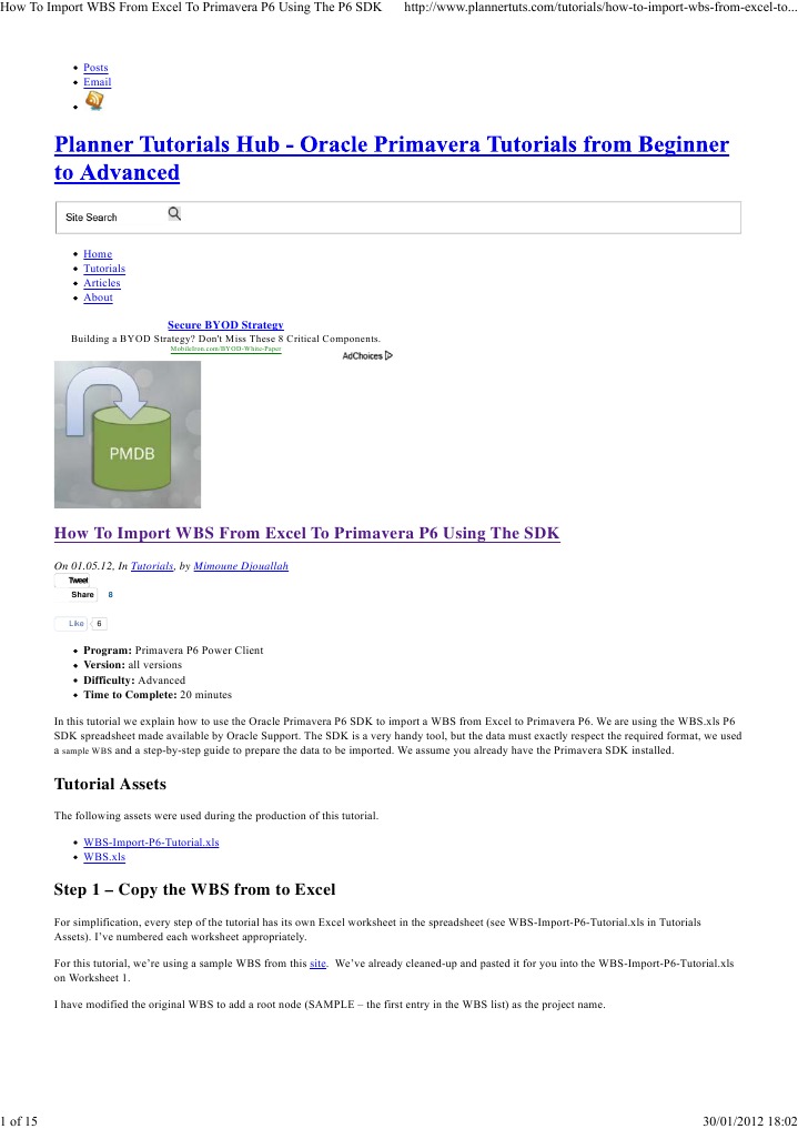 How To Import WBS From Excel To Primavera P6 Using The P6 SDK | PDF | Microsoft Excel | Databases