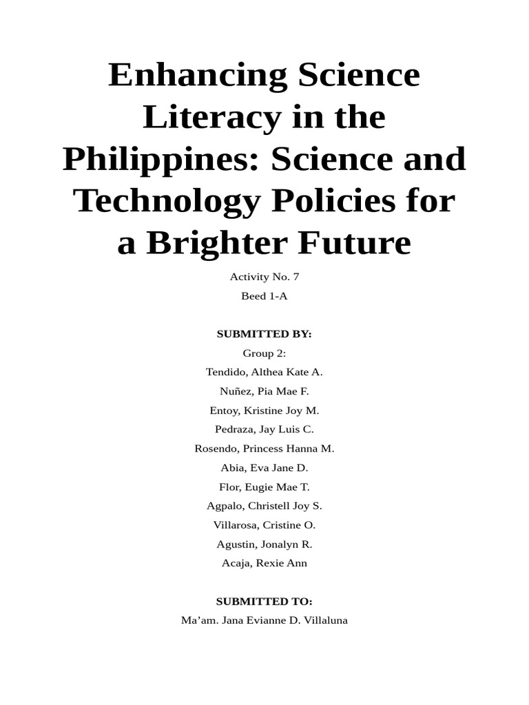 Enhancing Science Literacy in The Philippines | PDF | Science Education ...