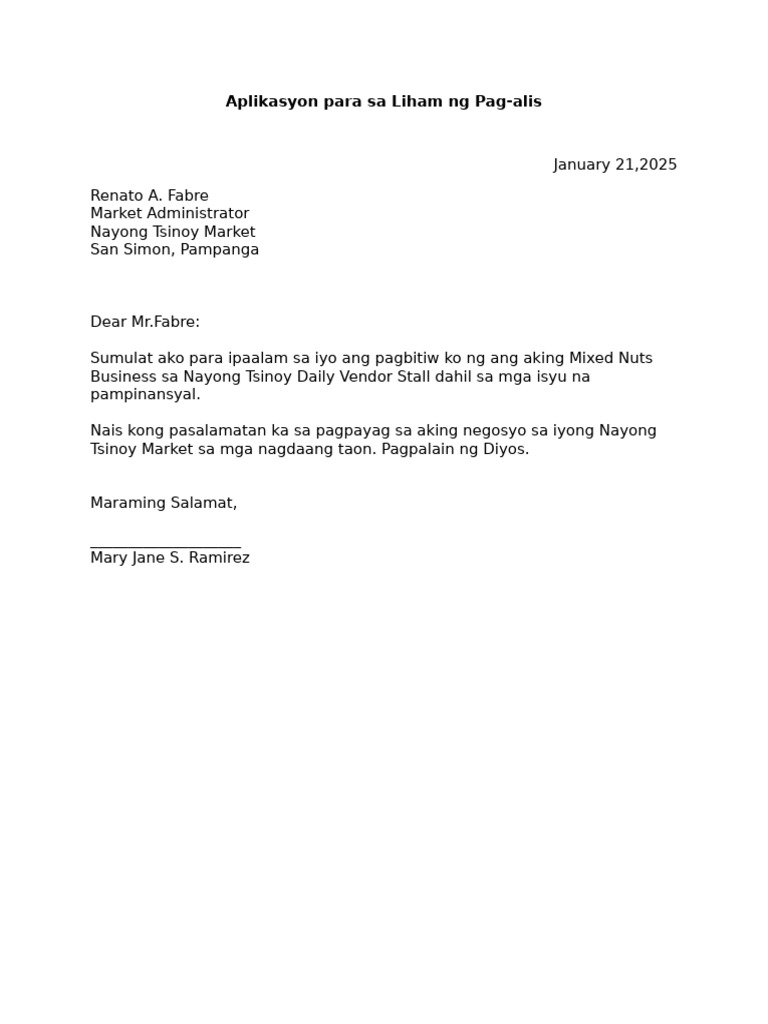 Aplikasyon Para Sa Liham Ng Pag | PDF