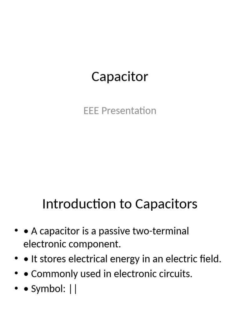 EEE Presentation Capacitor | PDF
