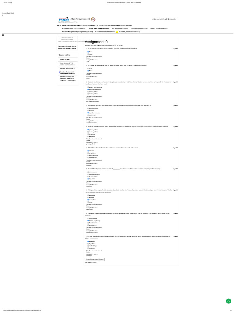 Assignments Merged All Years | PDF | Cognition | Perception