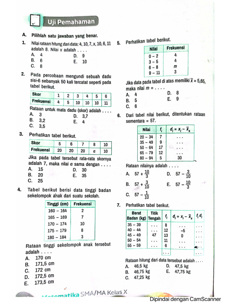 Lat Soal Rataan Dan Modus Kelas X | PDF