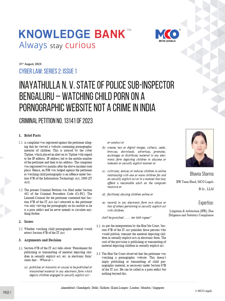 Cyber Law - Series 2 - Issue 1 | PDF | Child Pornography | Obscenity