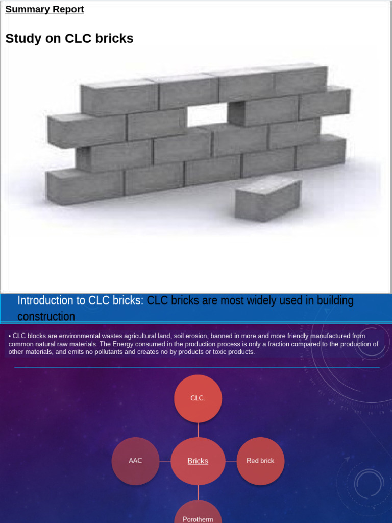 Summary Report - Study On CLC Brick23 | PDF | Brick | Concrete