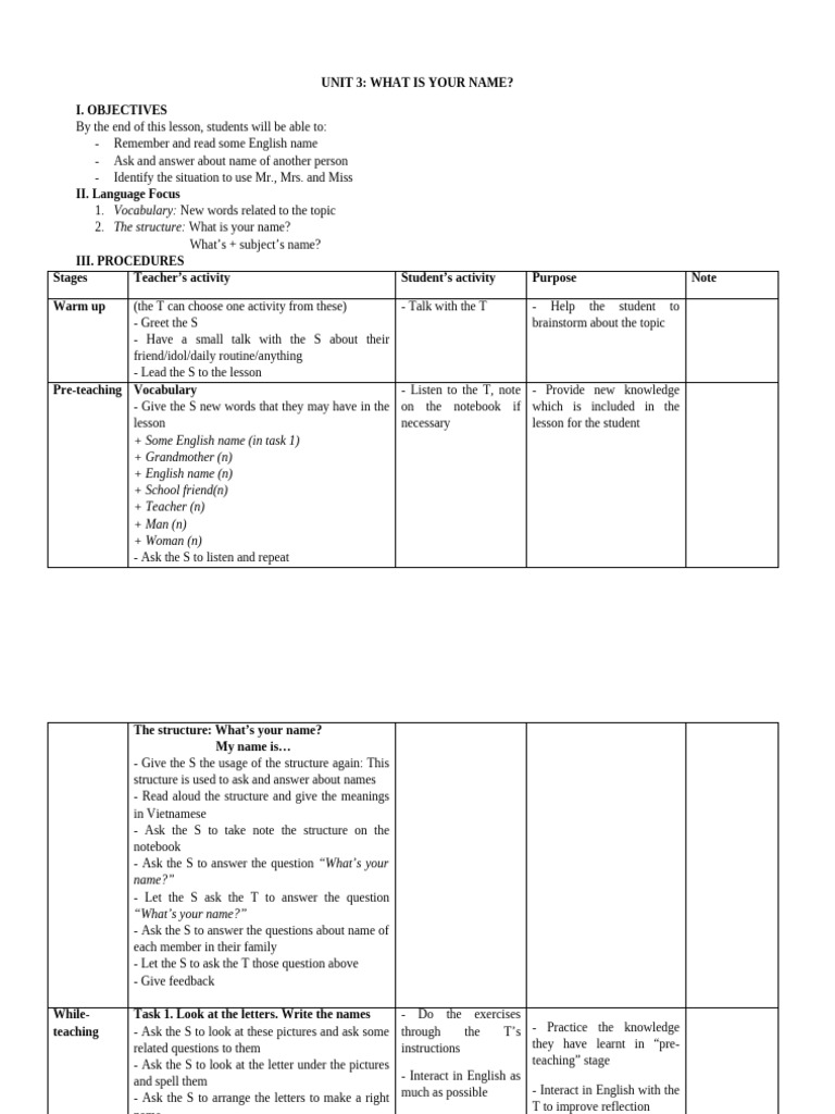 FFS - Unit 03 - What - S Your Name | PDF | English Language | Communication