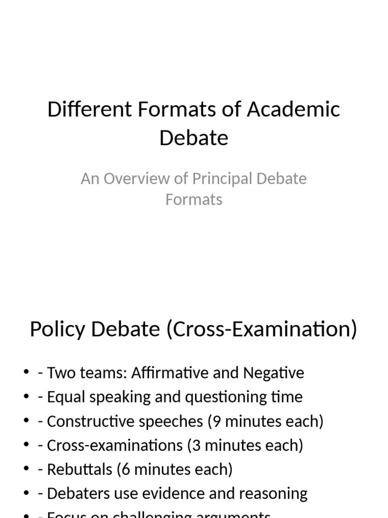 Academic Debate Formats | PDF