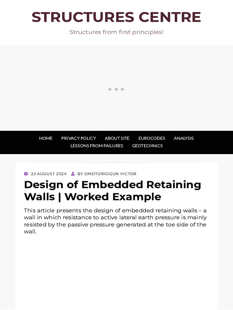 Design of Embedded Retaining Walls Worked Exampl | PDF | Deep ...