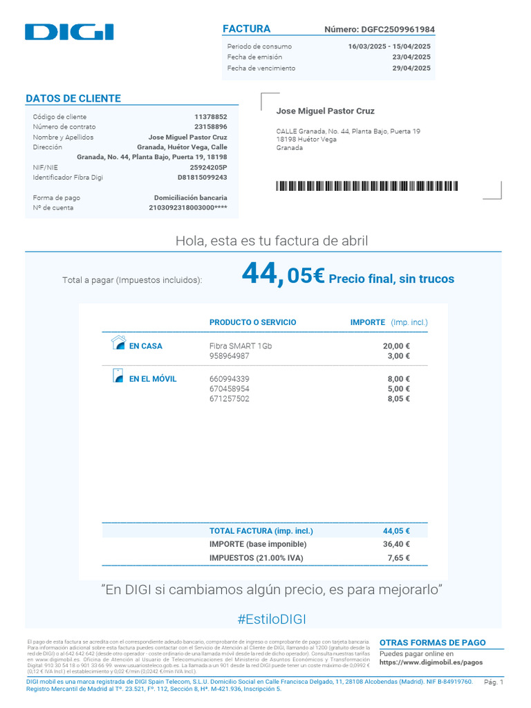 Factura Digi | PDF | Factura | Telecomunicaciones