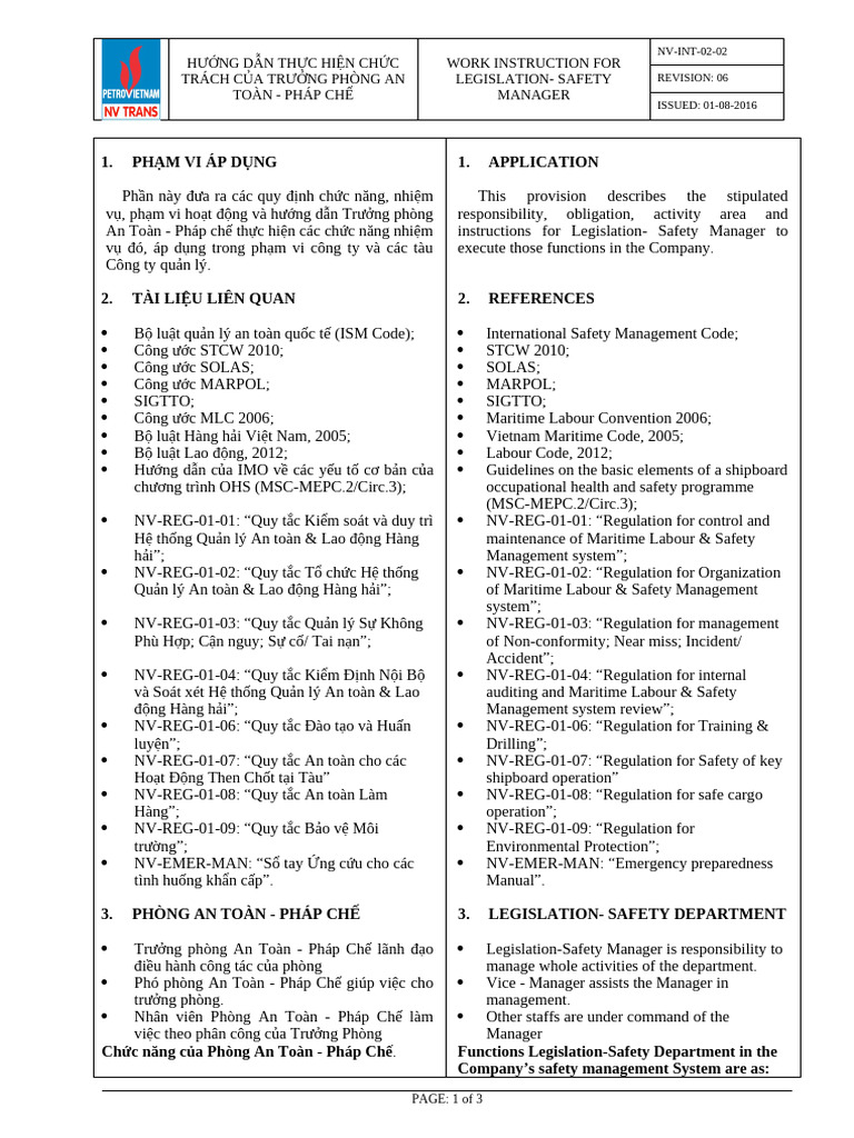 A2.2 INT-02-02 Instruction for safety manager | PDF