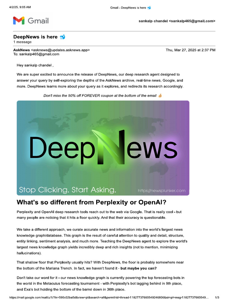 Gmail - DeepNews Is Here ? | PDF