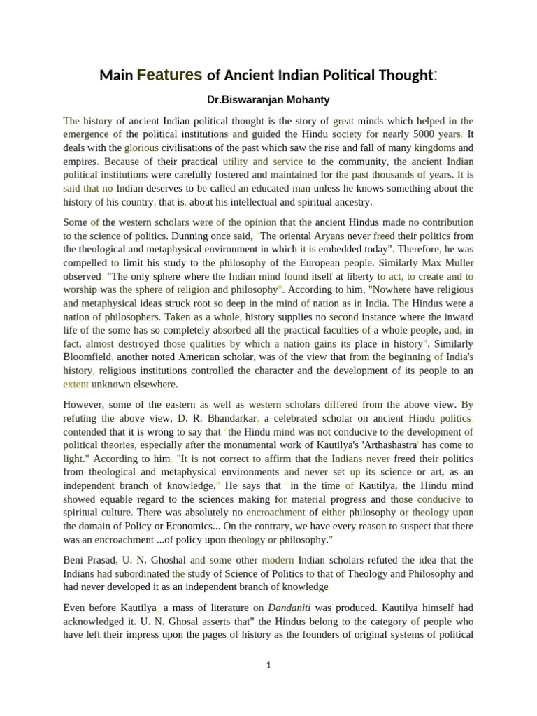 Major Sources of Ancient Indian Pol Thought | PDF | Political ...