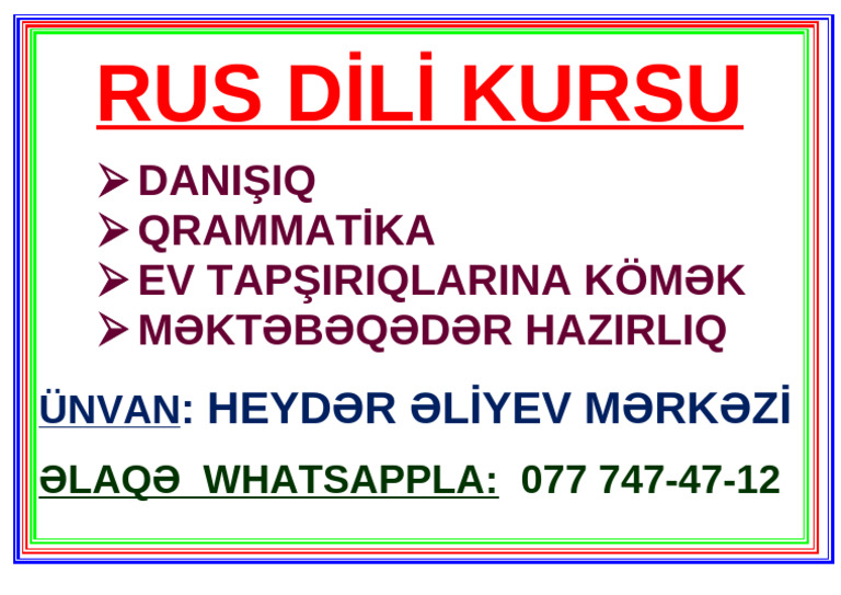 Rus Di̇li̇ Kursu | PDF