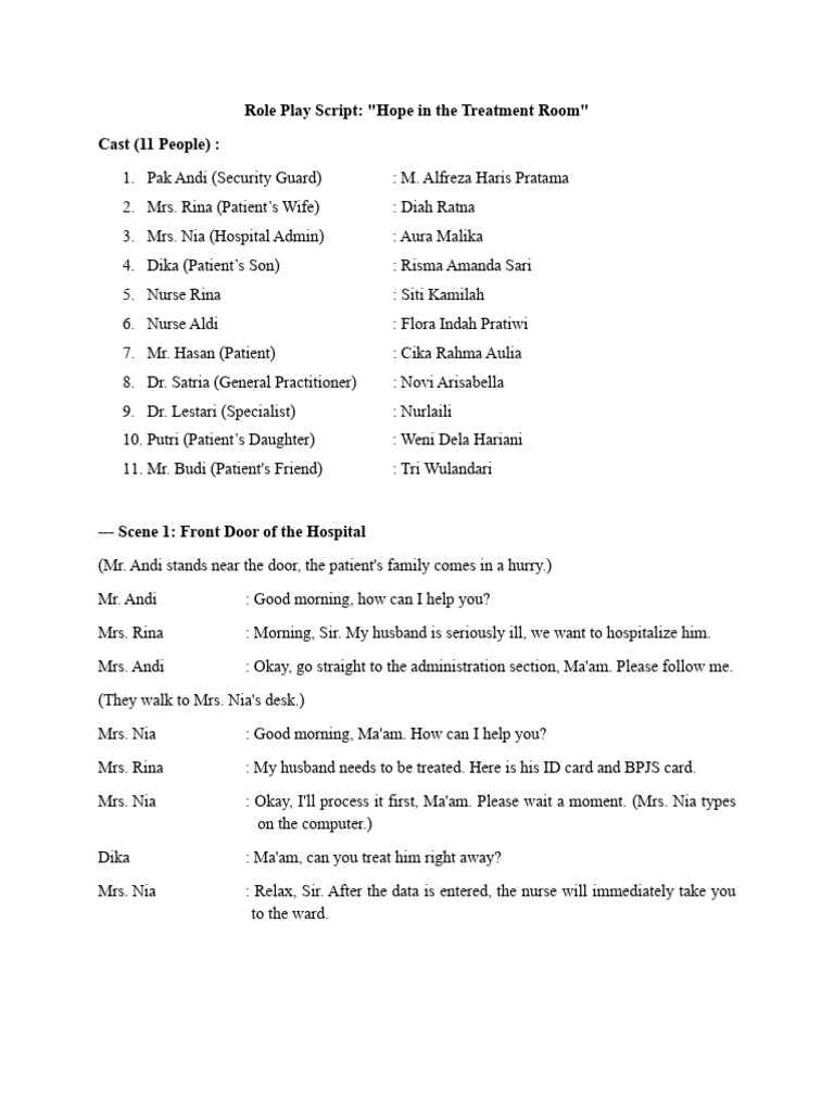 Role Play Script Epp Kelompok 4 Psik 4 B | PDF | Health Sciences | Clinical Medicine