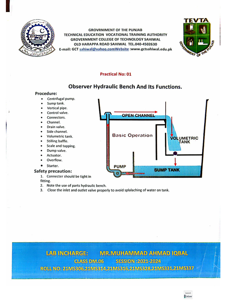 Hydraulic Lab All Practicals | PDF