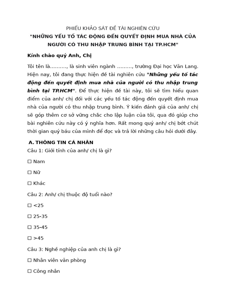 242 - Form KH o Sát | PDF
