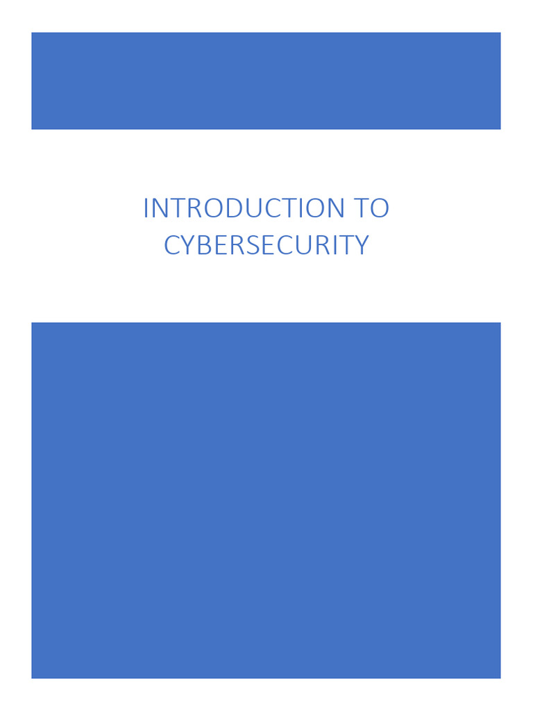 INTRODUCTION TO CYBERSECURITY | PDF | Security | Computer Security