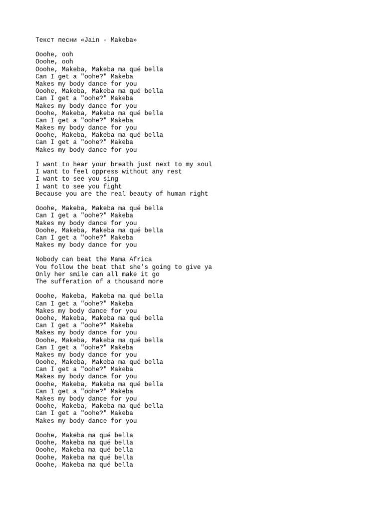 Jain - Makeba 2 | PDF