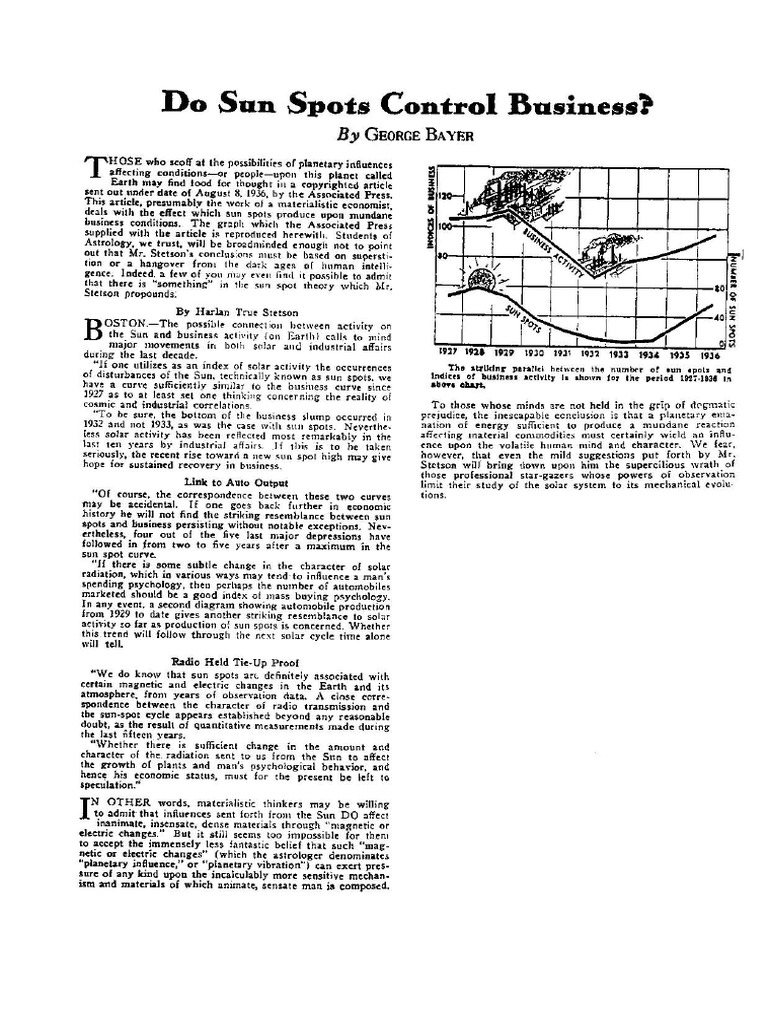 Bayer, George (1936) - Do Sunspots Control Business (1 P.) | PDF