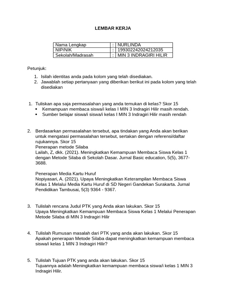 Lembar Kerja Tugas Ke (2) Nurlinda | PDF