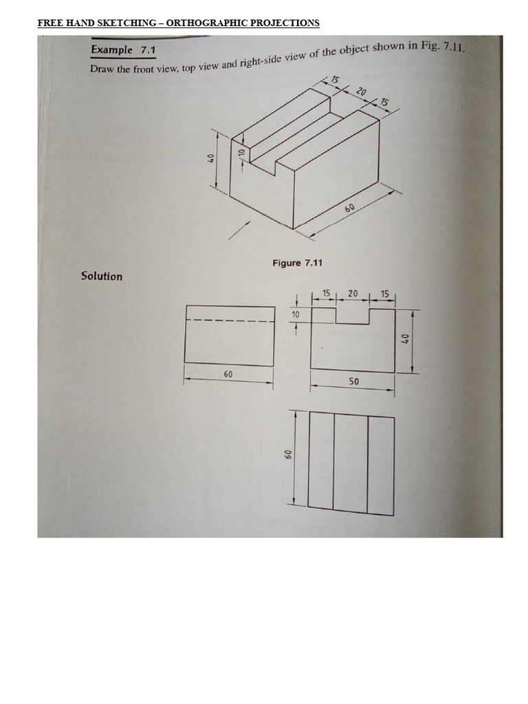 Free Hand Sketching - Orthographic Projections | PDF