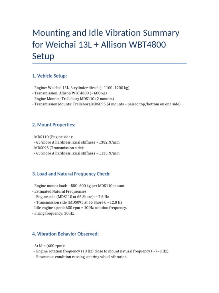 Engine Mounting Vibration Summary | PDF