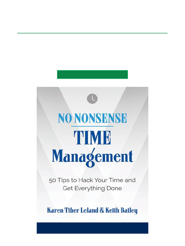 No Nonsense Time Management Tips Pdf Time Management Professional