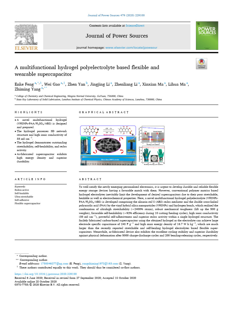 A Multifunctional Hydrogel Polyelectrolyte Pdf Chemical Substances