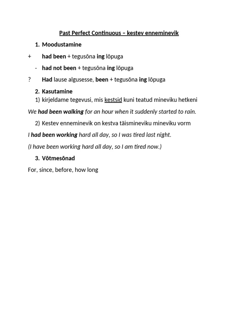 Past Perfect Continuous | PDF