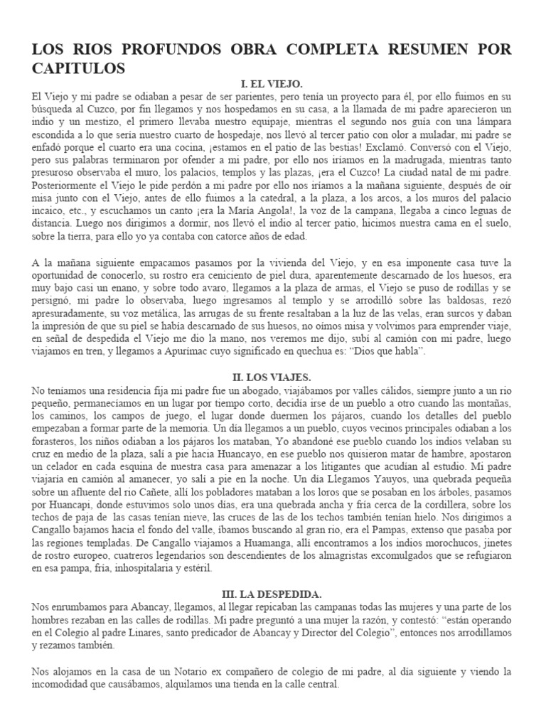 Los Rios Profundos Obra Completa Resumen Por Capitulos Compress | PDF