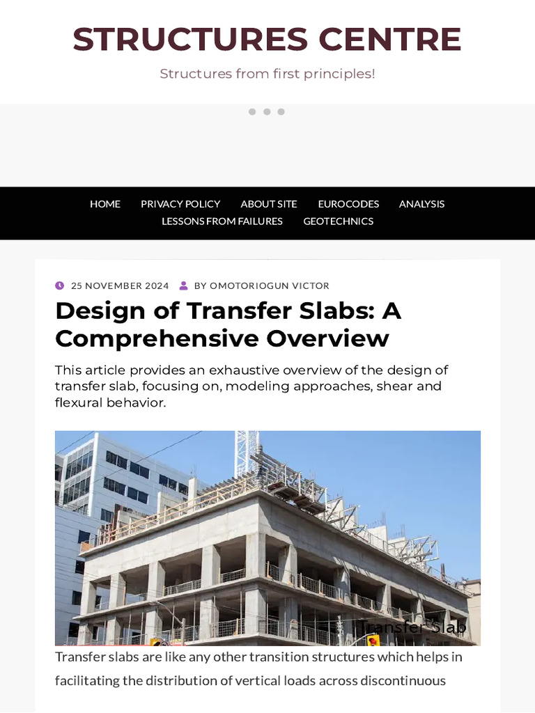 Design of Transfer Slabs A Comprehensive Overview | PDF | Finite ...