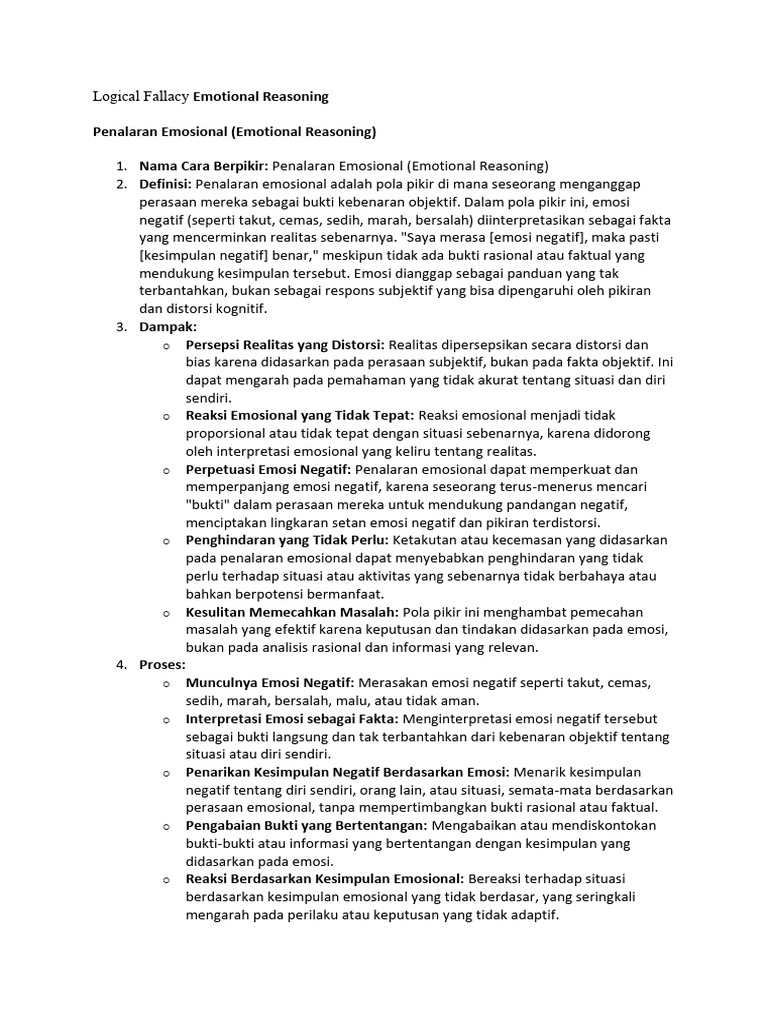 Logical Fallacy Emotional Reasoning | PDF
