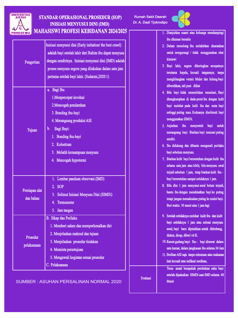 Mahasiswi Profesi Kebidanan 2024/2025: Standar Operasional Prosedur ...