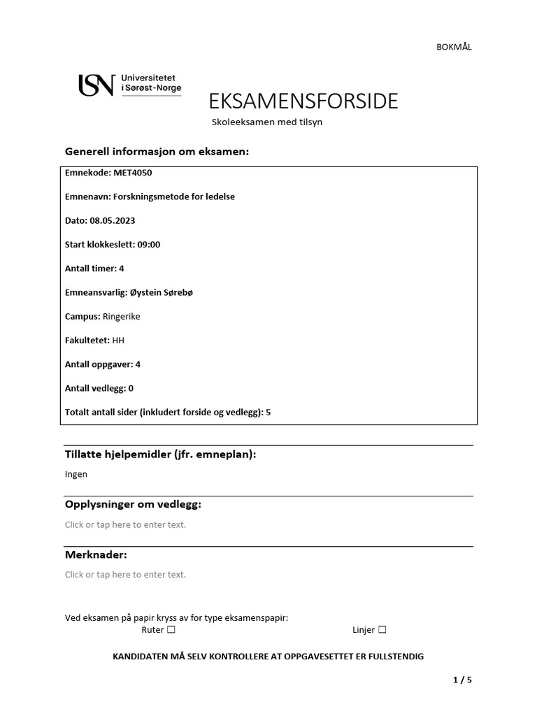 Eksamen MET4050 23 | PDF