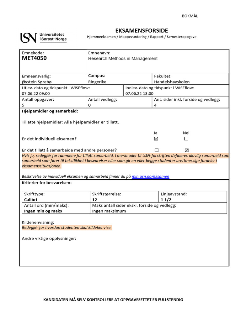Eksamen MET4050 22 | PDF