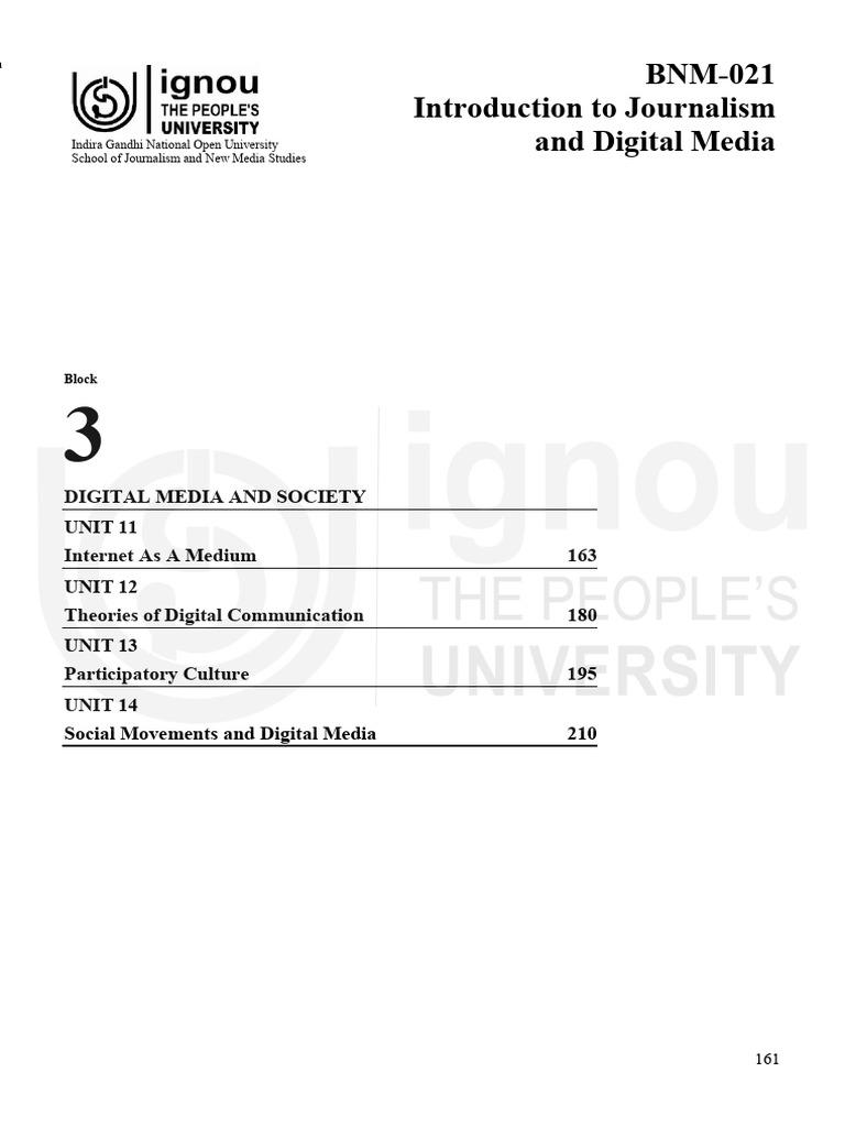 Intro to Journalism and Digital Media BNM 021 Block 3 | PDF | Communication | Cyberspace