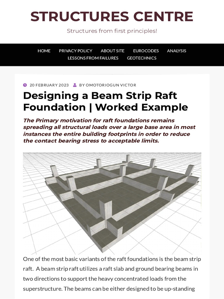 Designing A Beam Strip Raft Foundation Worked Ex | PDF | Beam ...