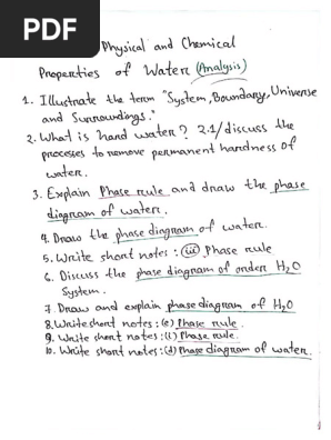Physical Properties Of Water Notes