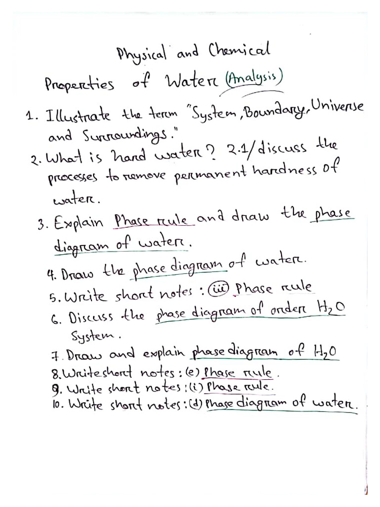 Physical and Chemical Properties of Water | PDF