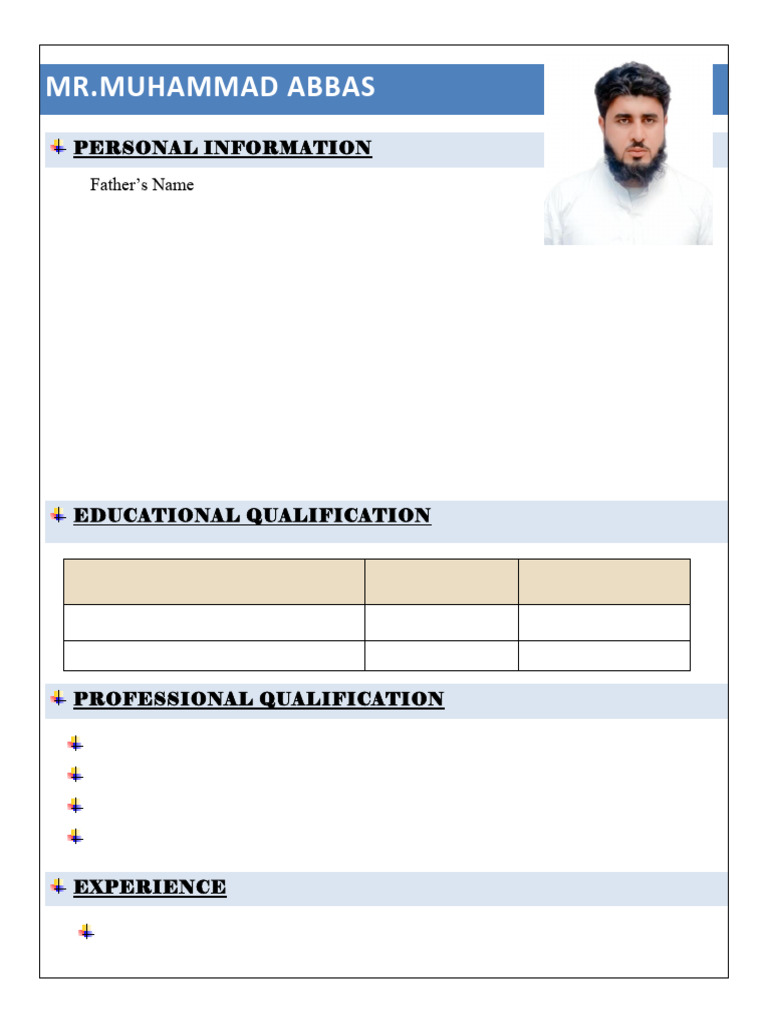 Muhammad Abbas - Personal & Professional Profile | PDF
