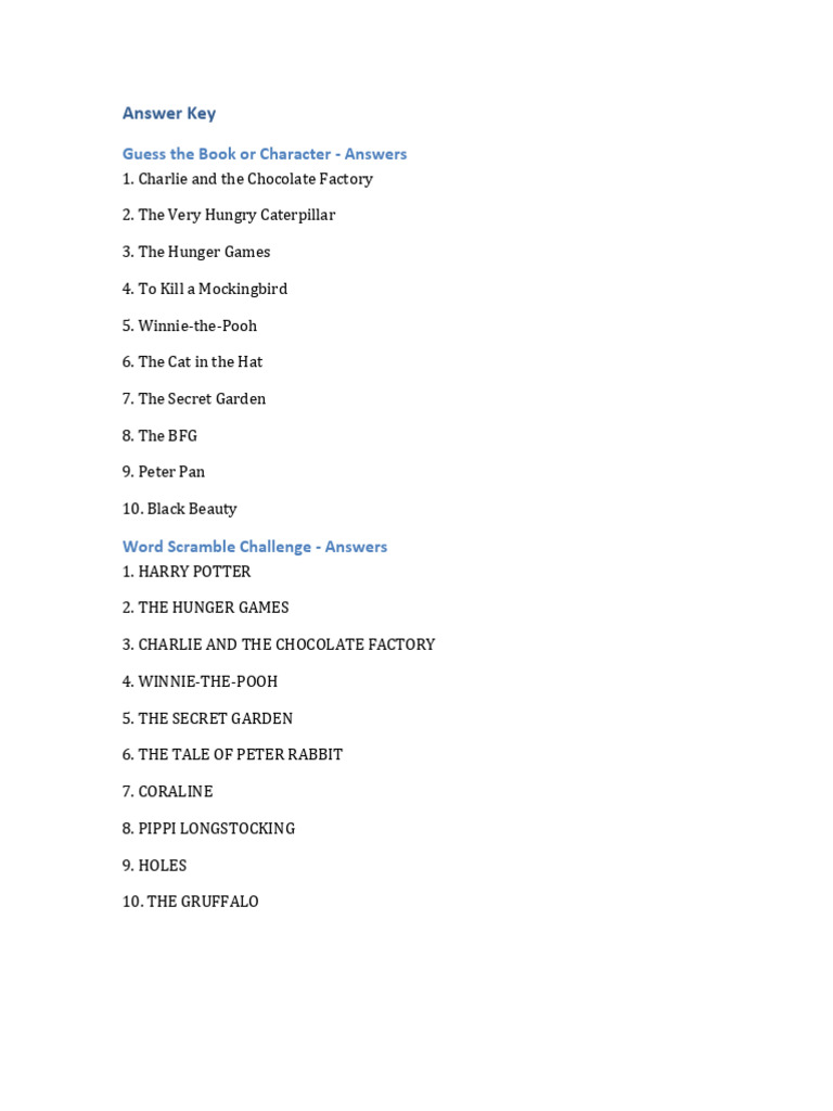 World_Book_Day_Activities__Answers | PDF