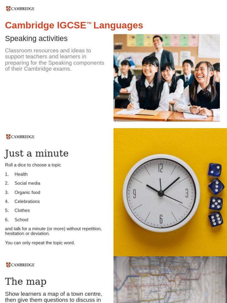 Cambridge IGCSE Speaking Activities Guide | PDF | Word | Linguistics