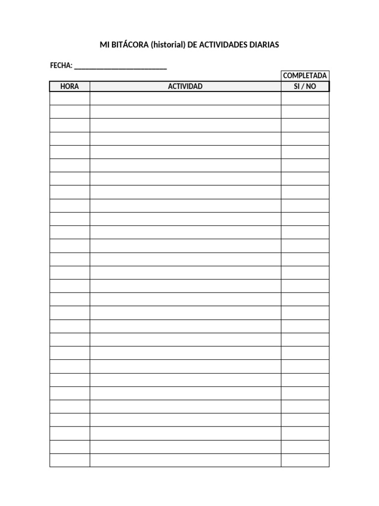 Bitácora Diaria de Actividades | PDF