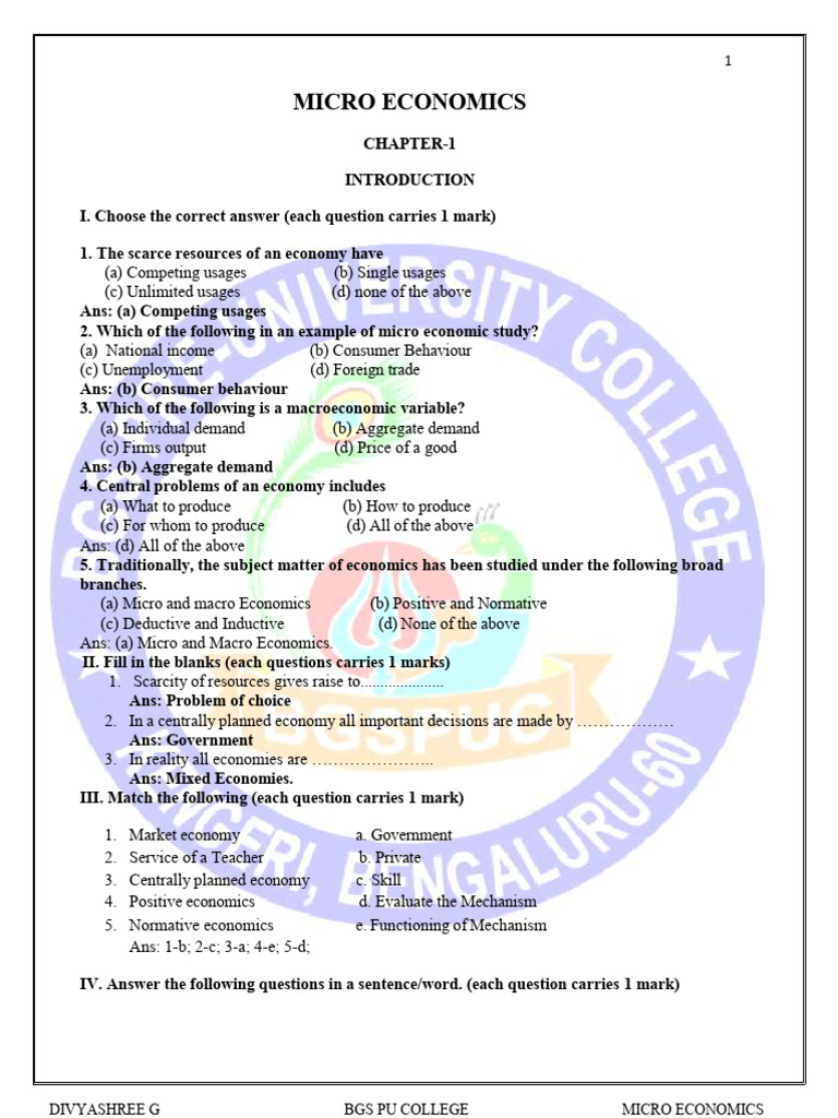 Micro Economics Chapter 1-1 | PDF | Economics | Market (Economics)
