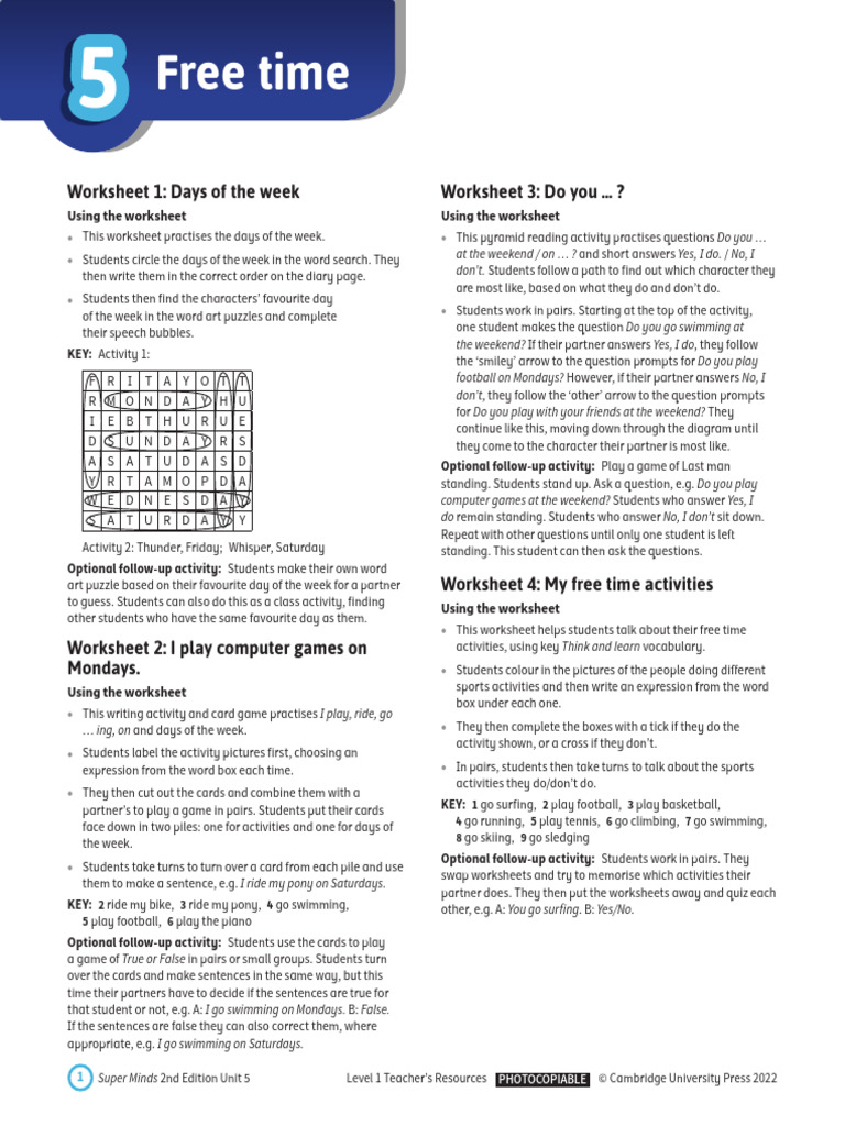 Super Minds Unit 5 Teacher Resources | PDF | Linguistics