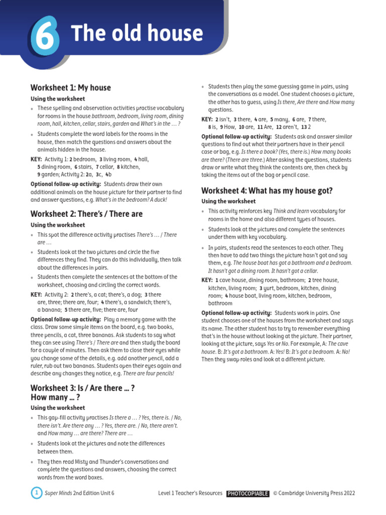 SM2ed Teacher's Resources Worksheet G L1 U6 | PDF | Cognitive Science | Cognition