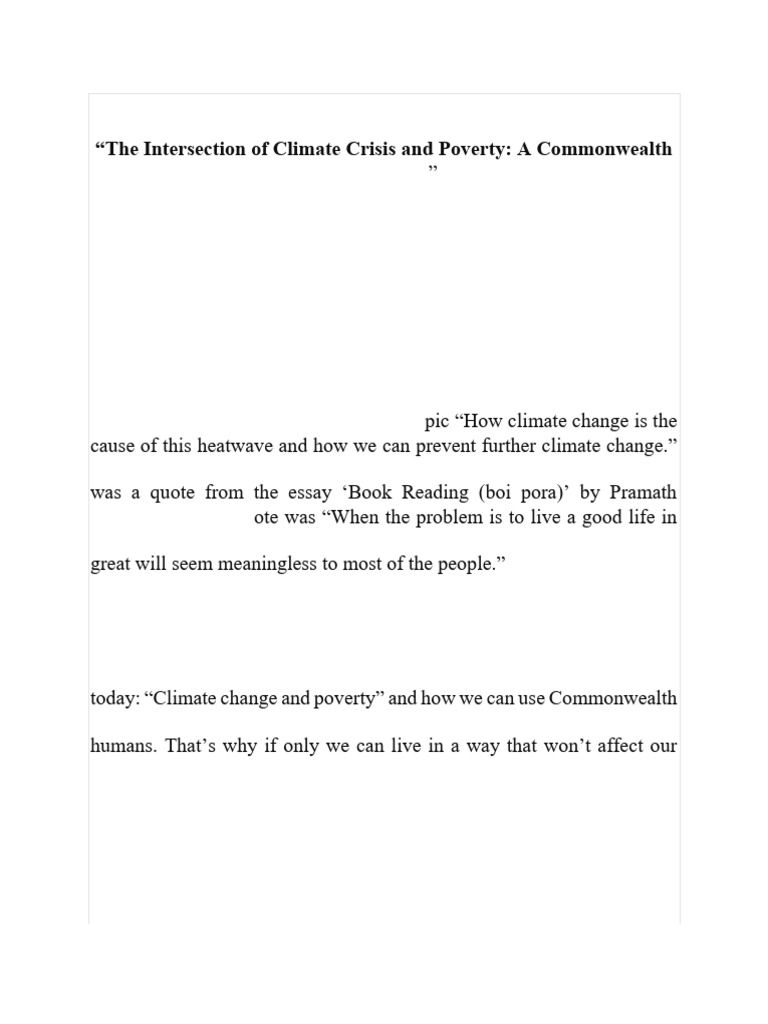 Queens Commonwealth Essay Competition (The Intersection of Climate ...