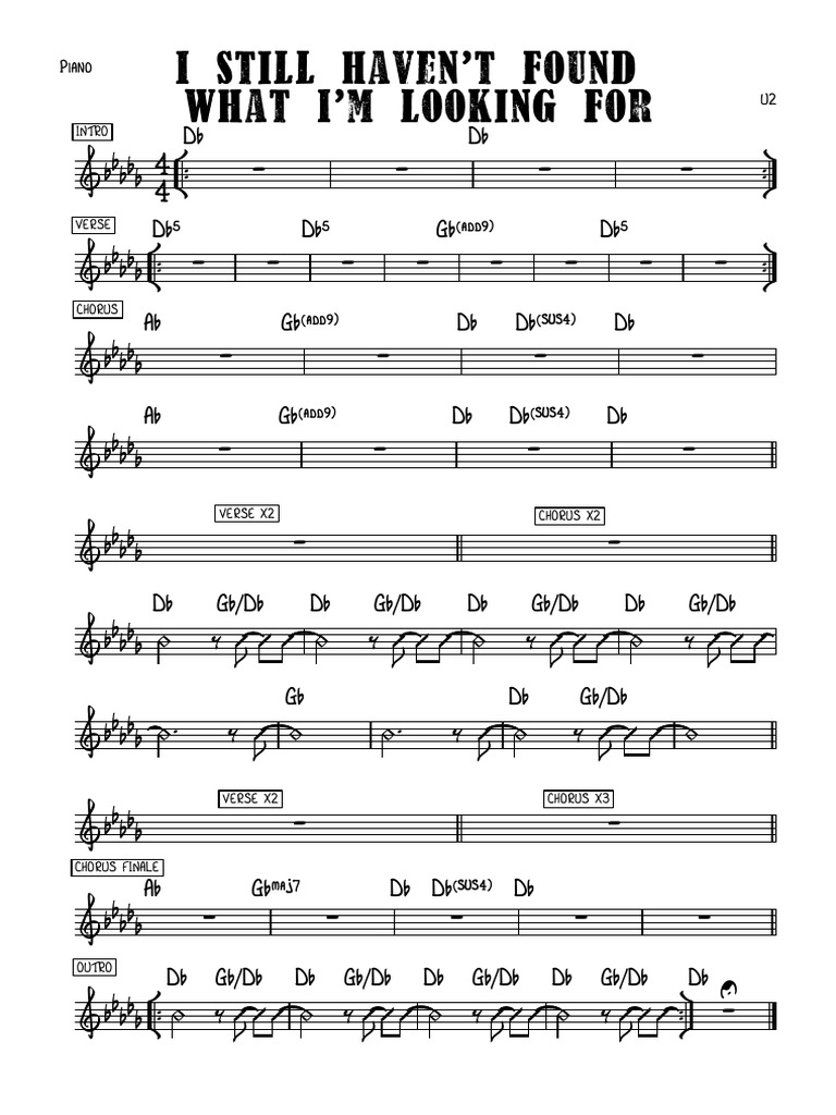 U2 "I Still Haven't Found" Sheet Music | PDF | Bono
