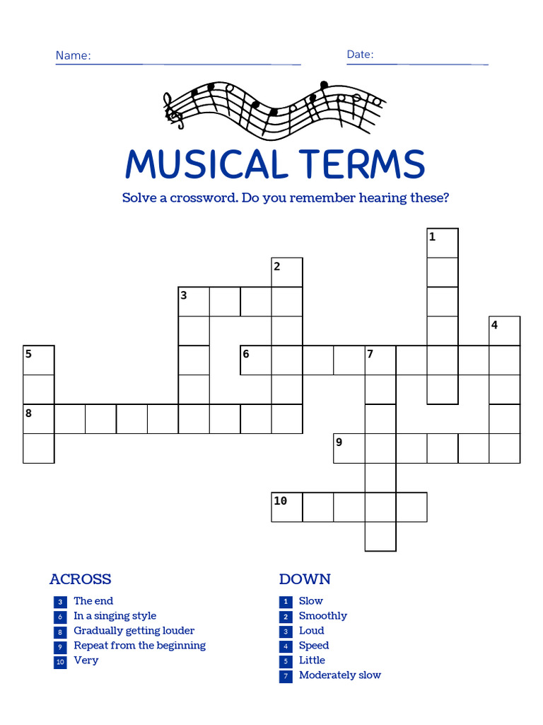 Musical Terms Crossword Puzzle | PDF