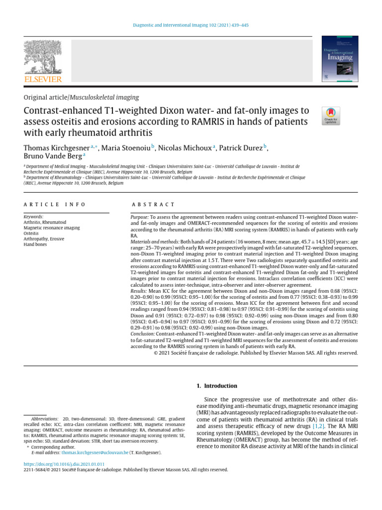 Contrast Enhanced T1 Weighted Dixon Water and Fat Only Im - 2021 ...